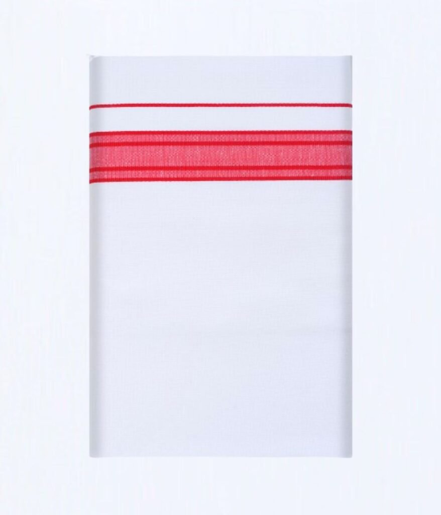 Red Fancy Border Double Dhoti - Rhythm Dhotis